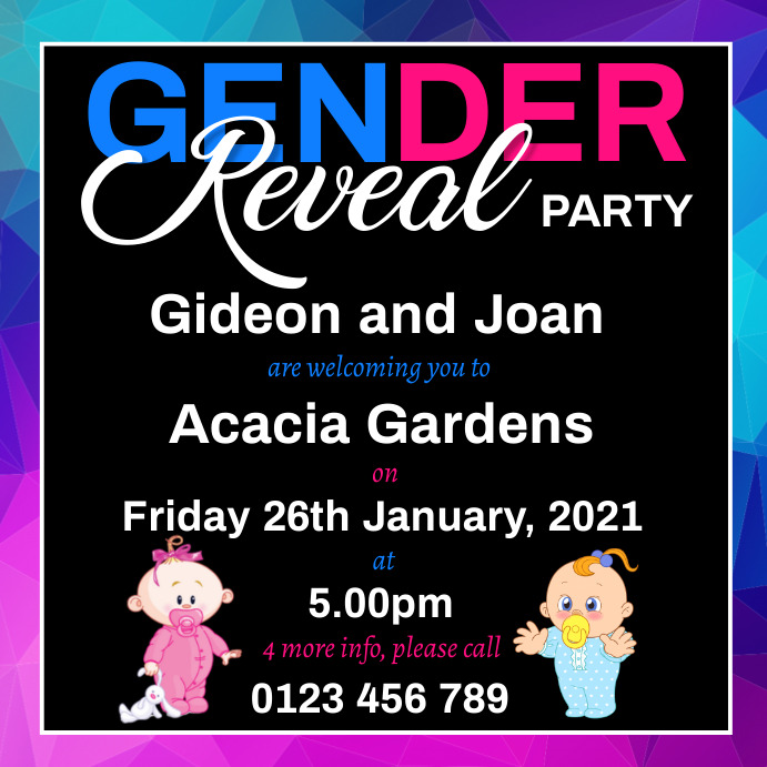 Gender reveal party IG Post Template | PosterMyWall