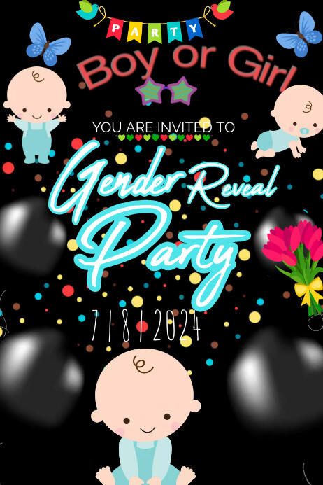 Gender reveal party poster template | PosterMyWall