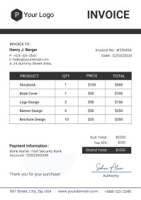 White & Black Receipt A4 Template | PosterMyWall