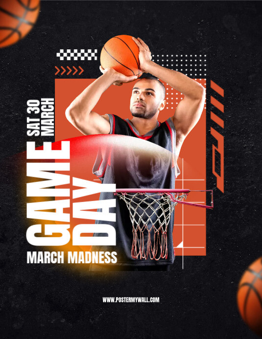 Geometric Basketball Game Day Flyer (us Letter) Template | PosterMyWall