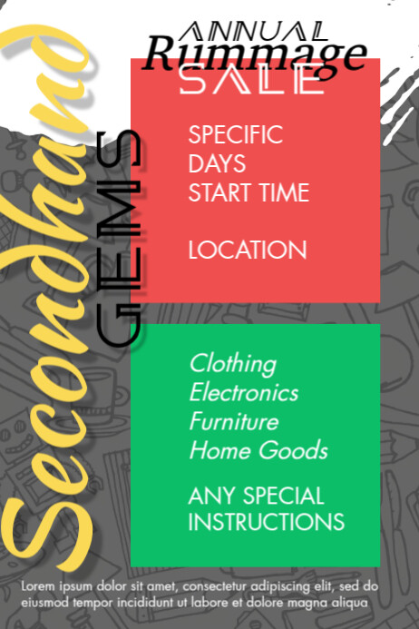 Copy of Geometric Black Rummage Sale Poster | PosterMyWall