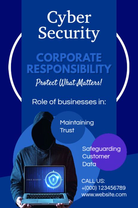 Geometric Blue Cyber Security Poster Template | PosterMyWall