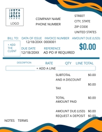 Geometric Diagonal Stripes Invoice Template | PosterMyWall