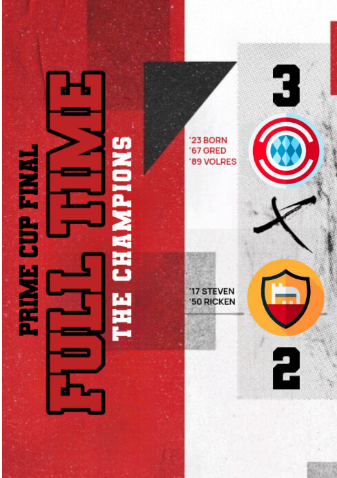 Copy of Geometric Fulltime Score Soccer Match A4 | PosterMyWall