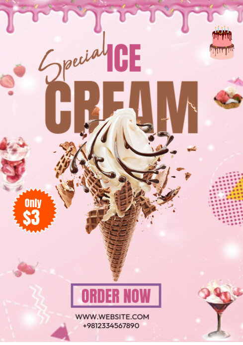Geometric Ice Cream A4 Template | PosterMyWall
