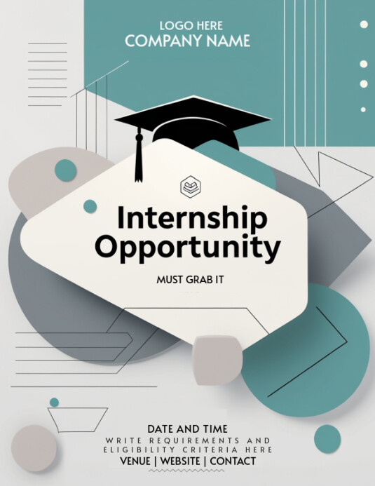 Geometric Internship Flyer Template | Clean Minimal Educational Design ...