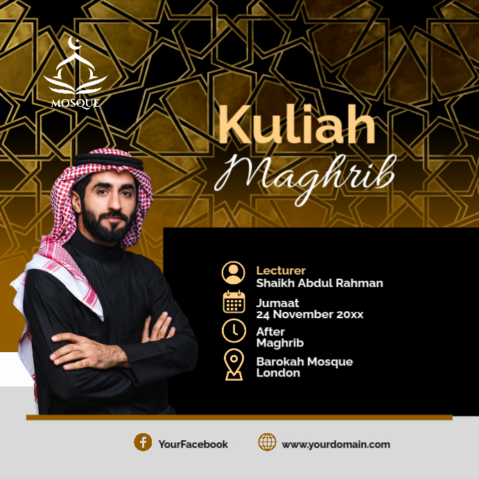 Geometric Kuliah Maghrib Mosque Template Instagram Post | PosterMyWall