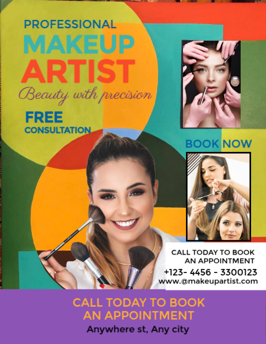 Geometric Makeup Artist Flyer (us Letter) Template | PosterMyWall