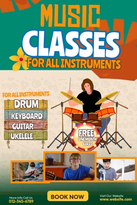 Geometric Music Classes Poster Template | PosterMyWall