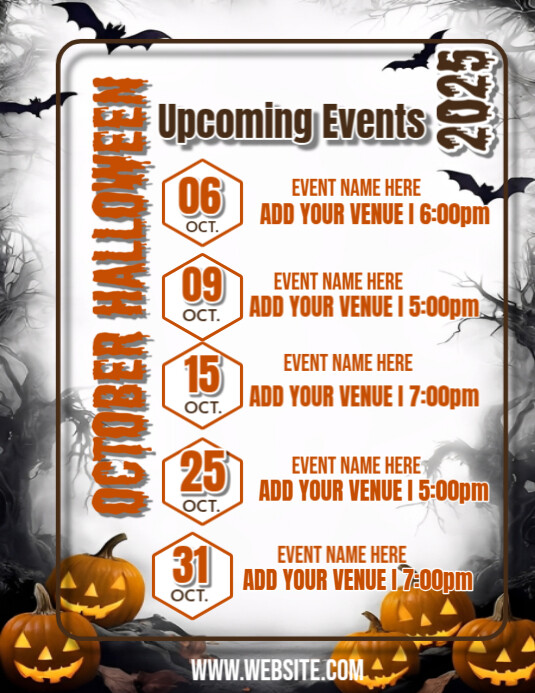 Plantilla de Geometric October Upcoming Events Flyer (us Letter ...