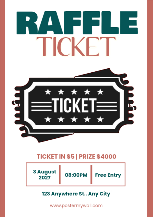 Geometric Raffle Ticket Contest Invitation A4 Template | PosterMyWall