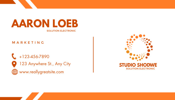 Plantilla de Geometric White And Orange Business Card | PosterMyWall