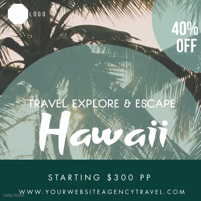 Geometrical Tropical Travel Ad Template | PosterMyWall