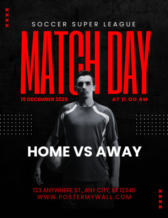 Geometris Soccer Match Day Pamflet (letter As) Template | PosterMyWall