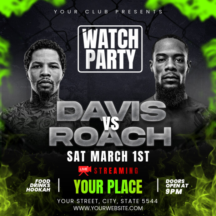 Gervonta Davis vs Lamont Roach flyer Templat | PosterMyWall