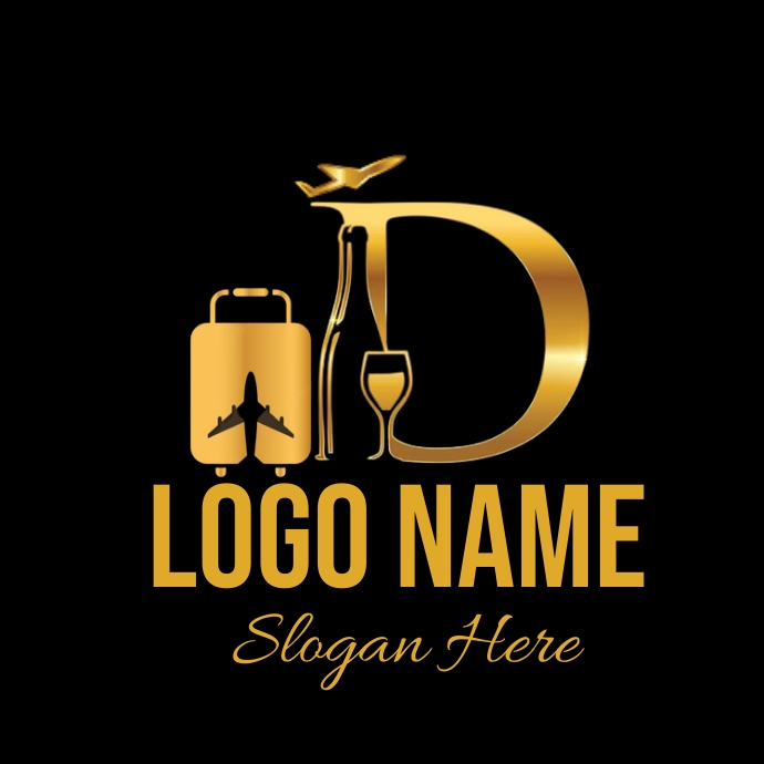 GGolden D alphabet wine travel logo D logo Template | PosterMyWall