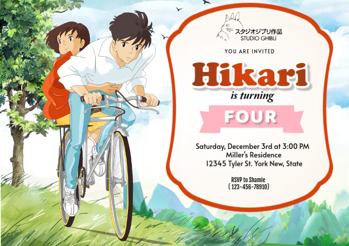 ghibli birthday invitation Template | PosterMyWall