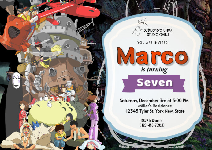 ghibli birthday invitation Template | PosterMyWall