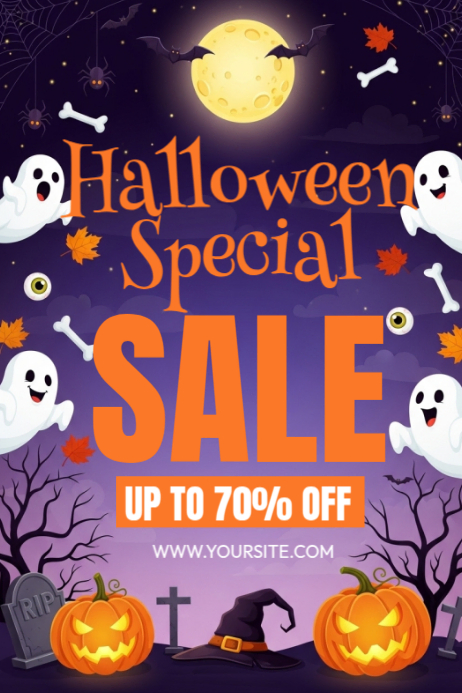 Ghostly Offers Halloween Promo Poster Template | PosterMyWall