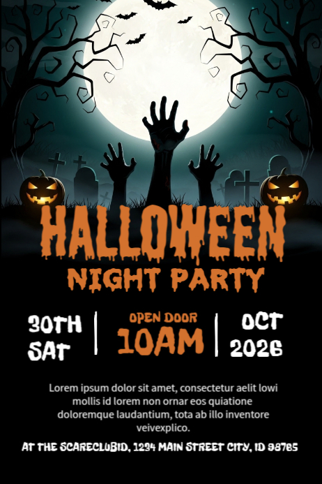 Ghouls & Ghosts Halloween Party Poster Template | PosterMyWall
