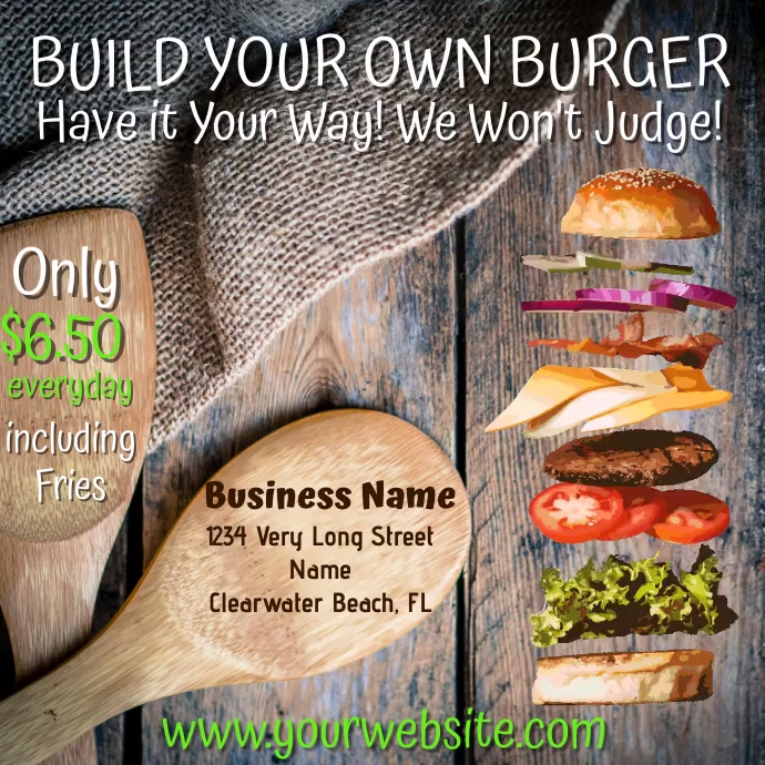 GIF Burger Build Your Own Facebook Template | PosterMyWall
