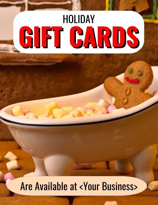 Gift Cards, with Gingerbread Man (1) Template | PosterMyWall