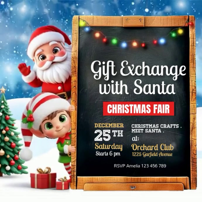 Gift Exchange with Santa | Christmas Fair Invitation Template ...