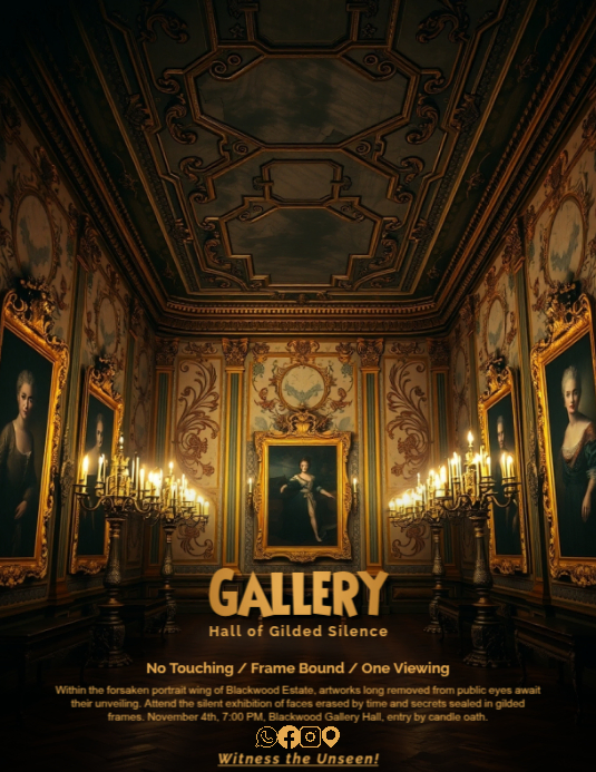 Plantilla de Gilded Portraits – Cursed Gallery Exhibition Flyer ...