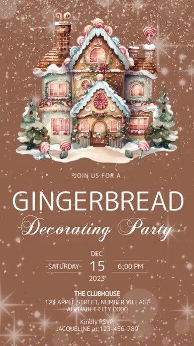 Plantilla de Gingerbread Decorating Party Invitation | PosterMyWall
