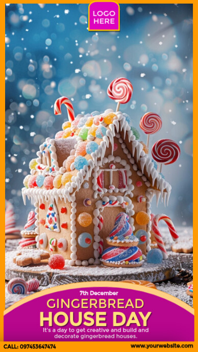 Gingerbread House Day Template | PosterMyWall