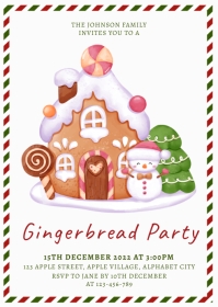 Christmas gingerbread house and elf party Template | PosterMyWall