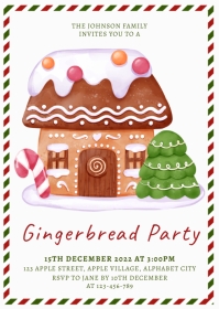 Christmas Gingerbread House Party Invitation Template | PosterMyWall
