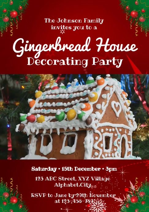 Gingerbread House Decorating Party Invitation Template | PosterMyWall