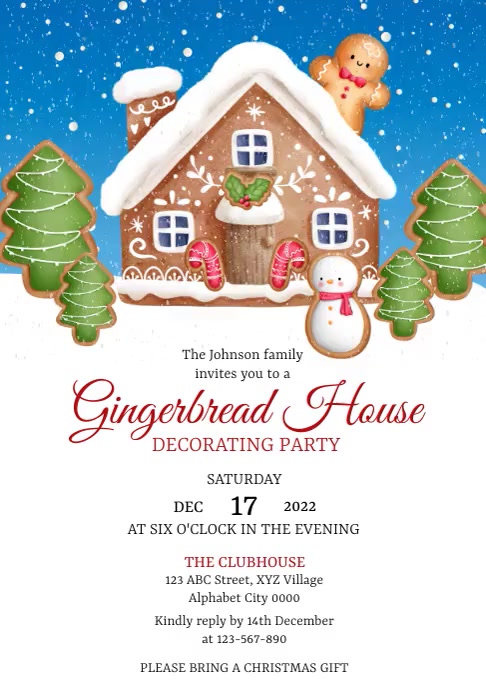 Gingerbread House Decorating Party Invitation Template | PosterMyWall