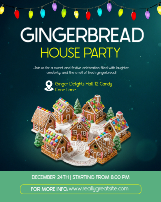 Gingerbread House Party Poster Template – Festive Christmas Baking ...