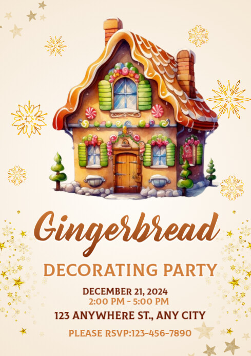 Gingerbread Party Invitation Template | PosterMyWall