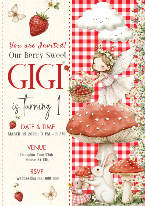 Gingham invitation Template | PosterMyWall