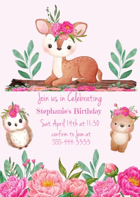 Girl's Birthday Party Invitation Template | PosterMyWall