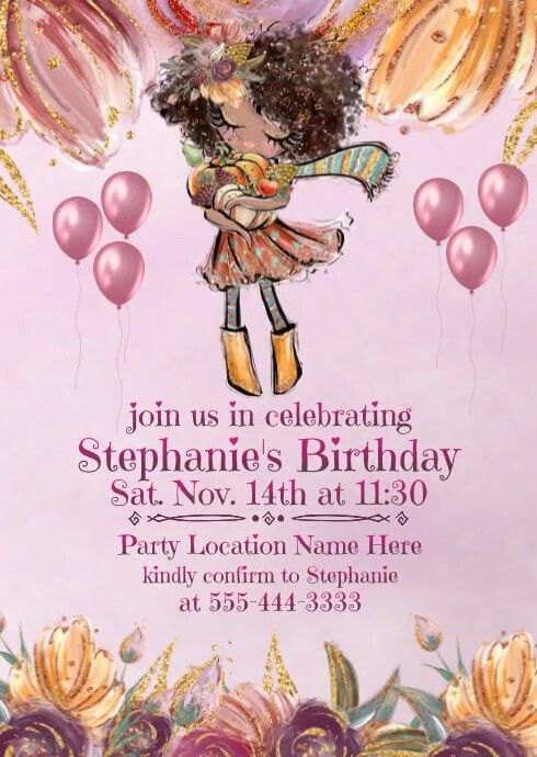 Girl's Birthday Party Invitation Template | PosterMyWall