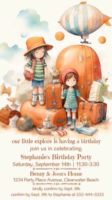 Girl's Little Explorer Birthday Party Invitat Template | PosterMyWall