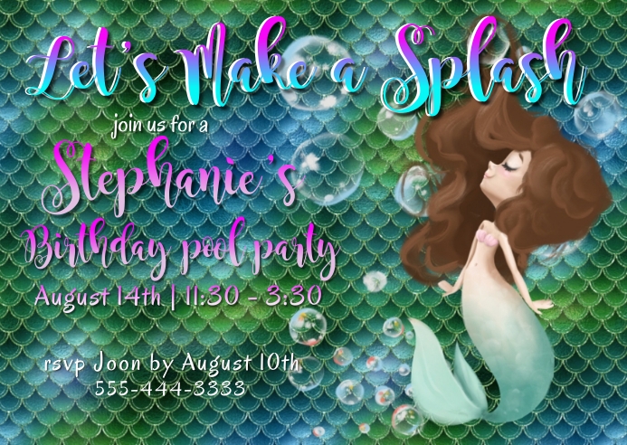 Girl's Pool Party Invitation Template | PosterMyWall