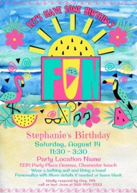 Girl's Summer Fun Birthday Invitation Template | PosterMyWall
