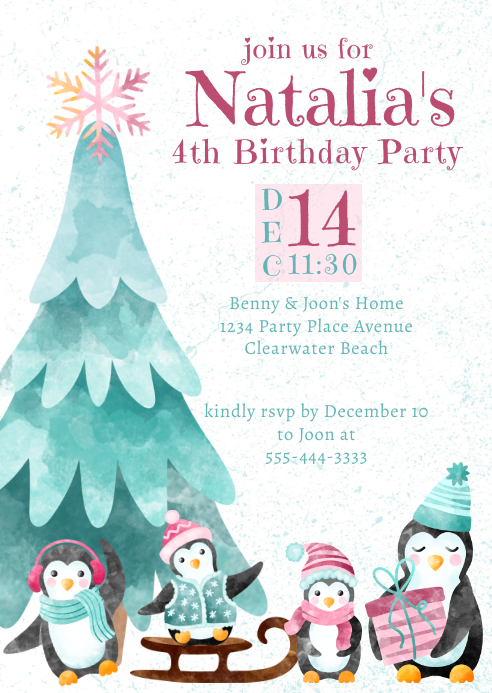 Winter Theme Invitation Templates Winter Birthday Invitation,