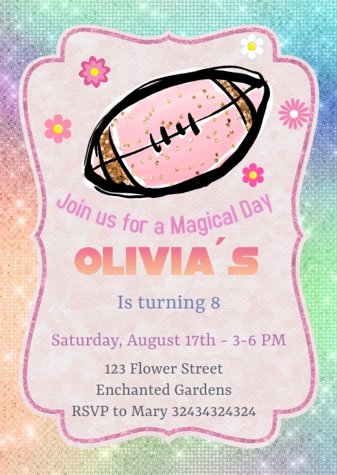 girl football invitation Template | PosterMyWall