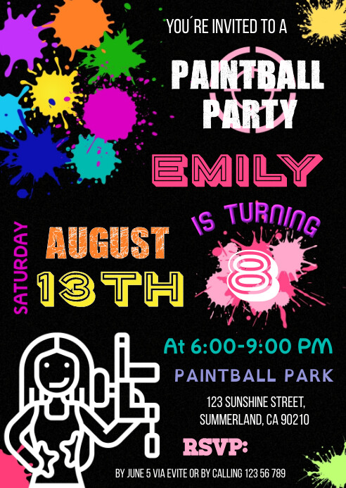 GIRL Paintball BIRTHDAY Invitation Template | PosterMyWall