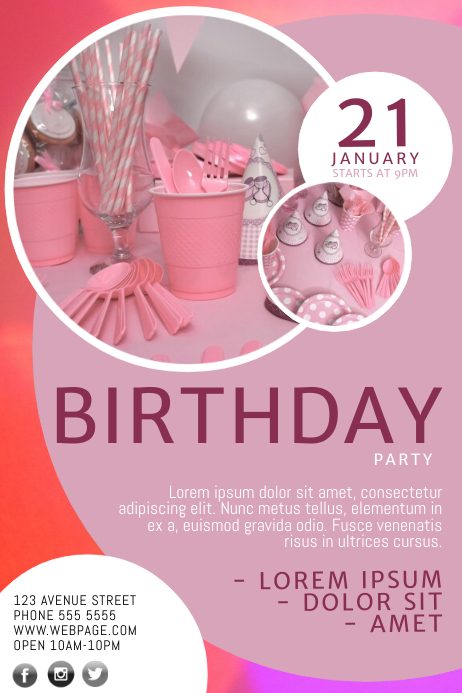 Girl Pink Birthday Party Invitation Template | PosterMyWall