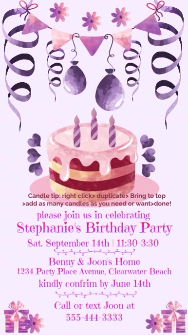 Girls' Birthday Party Invitation Template | PosterMyWall