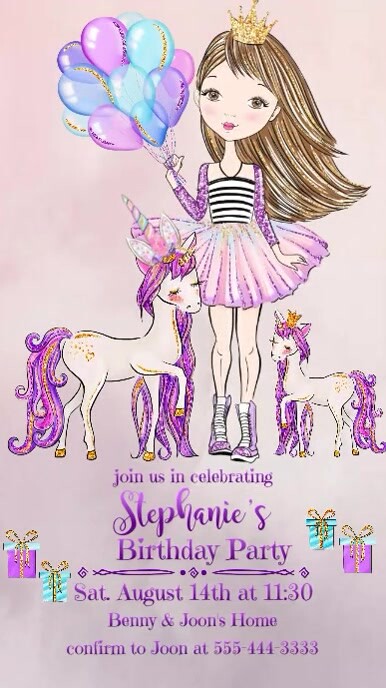 Girls Birthday Party Invitation Template | PosterMyWall