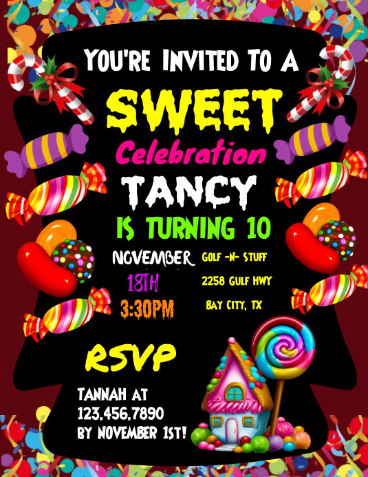 girls birthday party invitation flyers, sweet Template | PosterMyWall