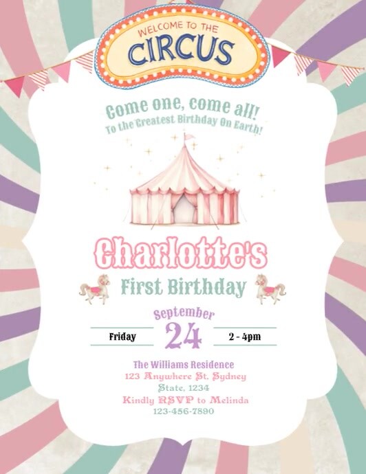 Girls Carnival pastel Birthday Invitation Tem Template | PosterMyWall